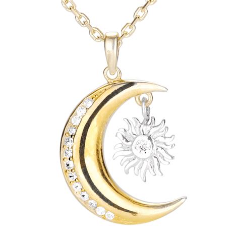 Classic Sun And Moon Pendant In 9ct Gold