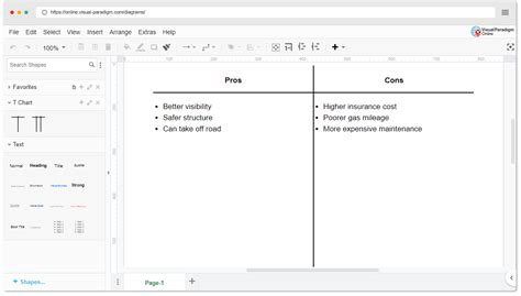 Online T Chart Template