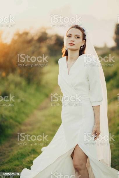 하얀 드레스를 입은 아름다운 신부와 꽃이 있는 들판에서 베일 자연 속에서 여름 결혼식 25 29세에 대한 스톡 사진 및 기타 이미지 25 29세 감정 결혼식 Istock