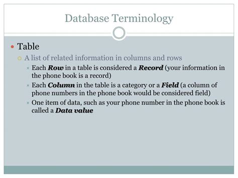 Ppt Database Concept And Terminology Powerpoint Presentation Free
