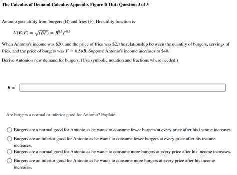 Solved The Calculus Of Demand Calculus Appendix Figure It
