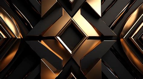 Premium Ai Image Geometric Cube Shape Pattern Of Gold And Black