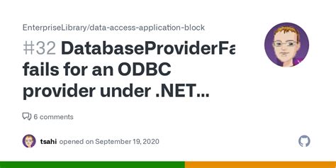 DatabaseProviderFactory Create String Fails For An ODBC Provider Under