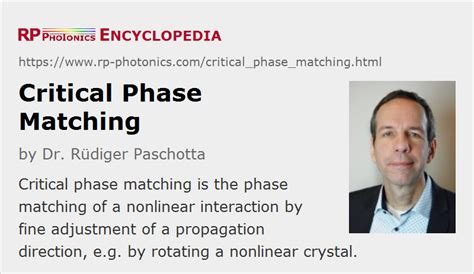 Critical Phase Matching Frequency Conversion Angle Phase Matching