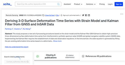 Deriving 3 D Surface Deformation Time Series With Strain Model And Kalman Filter From Gnss And