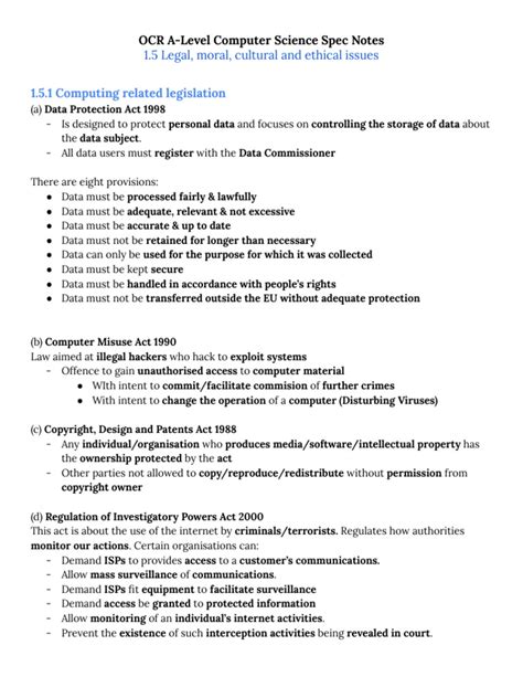Ocr A Level Computer Science Spec Notes 15 Summarized 2 Pdf