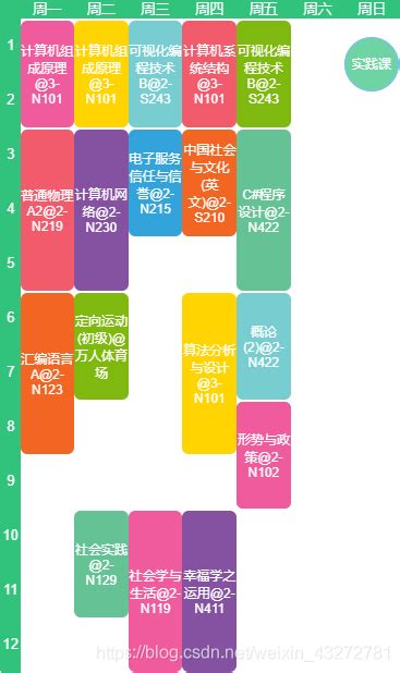 Vue Element Ui——大学课程表（包括普通课和实践课）解决方案elementui课程表 Csdn博客