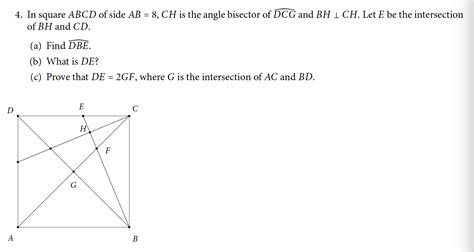 Solved 4 In Square ABCD Of Side AB 8 CH Is The Angle Chegg Com