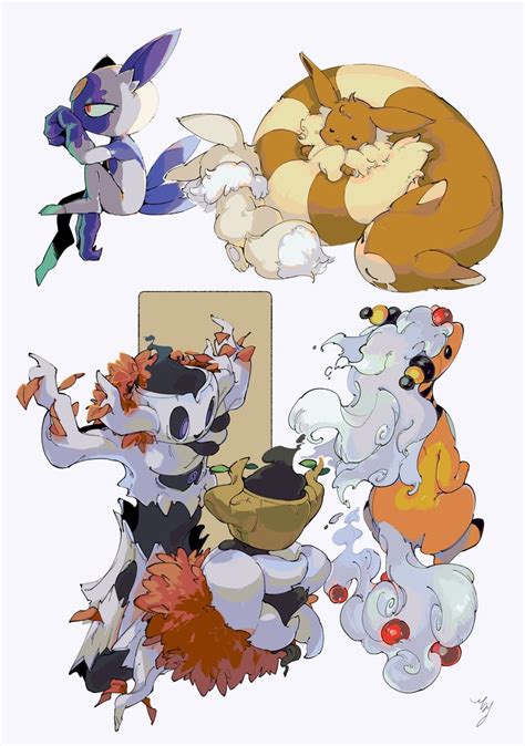 Eevee Ampharos Furret Phantump Trevenant And More Pokemon Drawn By Ici Danbooru