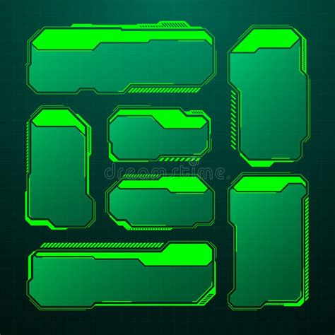 Green Futuristic Hud Ui Elements Sci Fi User Interface Text Boxes Callouts Stock Vector
