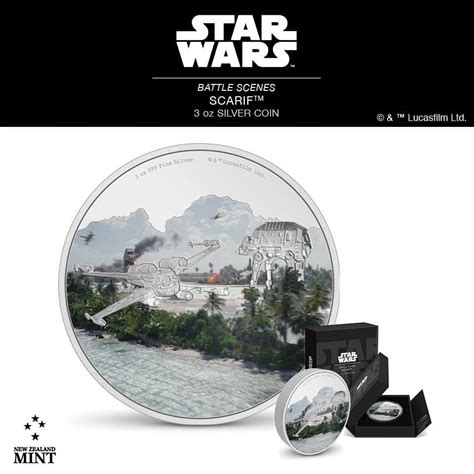 2022 Niue Star Wars Battle Scenes Scarif 3oz Silver Colored Proof Coin