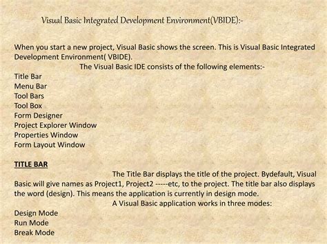 Introduction To Visual Basic Pptpptx