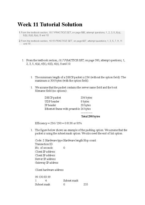 Week 11 Tutorial Solution Week 11 Tutorial Solution 1 The Textbook