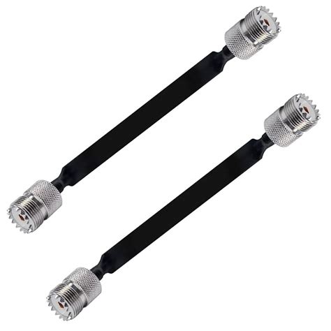 2 Pack 40cm Rf Coaxial Cable Windowdoor Pass Through Flat Cable So239 Uhf Female To Uhf Female