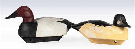 Redhead Canvasback And Goldeneye Duck Decoys Marked Dhm Auction