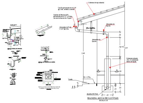 Rainwater Drop Section And Elevation Detail Dwg File Cadbull