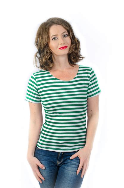 Футболка тельняшка женская Одеські тільняшки 48 Зеленая полоска Greenfutwomen48 от продавца