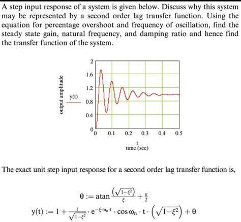 solved a step input response of a system is given below