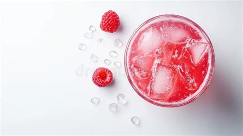 A Refreshing Glass Of Raspberry Juice With Ice Cubes And Fresh Raspberries Stock Image Image