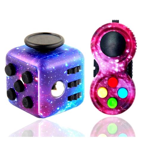 Yeefunjoy 2pcs Fidget Toy Set Fidget Pad Fidget Toy Cube Toy Sensory Toy Relieves Stress And