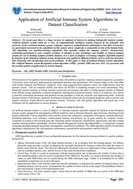 Application Of Artificial Immune System Algorithms In Dataset