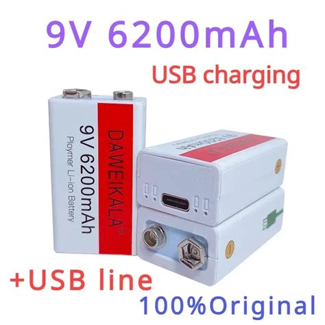 100-Original-9V-USB-rechargeable-Li-Ion-battery-9V-6-2Ah-is-suitable ...