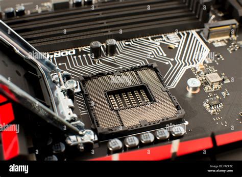 Computer Motherboard With Empty And Open CPU Socket Stock Photo Alamy