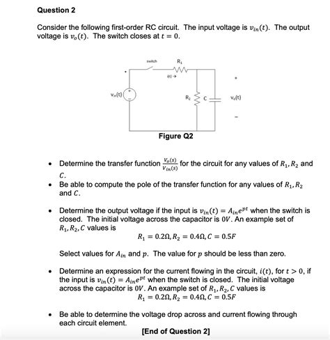 Solved Question Consider The Following First Order RC Chegg