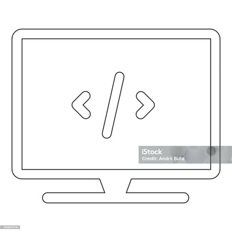 Coding Screen With Arrows And Pause Icon On Monitor Stock Illustration Download Image Now Istock