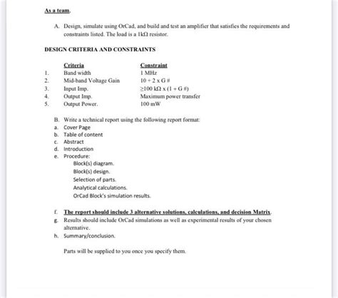 Solved A Design Simulate Using Orcad And Build And Test