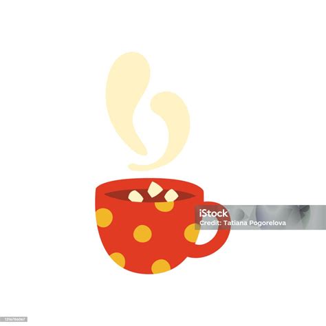 레드 컵 마시멜로를 곁들인 커피 벡터 만화 메뉴 상점 바 엽서 또는 스티커에 사용할 수 있습니다 계단 및 층계에 대한 스톡 벡터 아트 및 기타 이미지 Istock