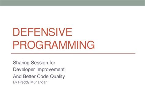 Defensive Programming