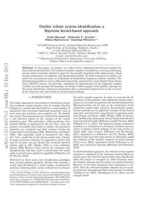 Pdf Outlier Robust System Identification A Bayesian Kernel Based