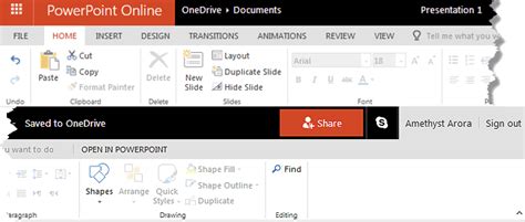 Ribbons And Tabs In Powerpoint Online