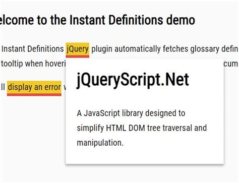 Shows Glossary Definitions For Terms On Mouse Hover Instant