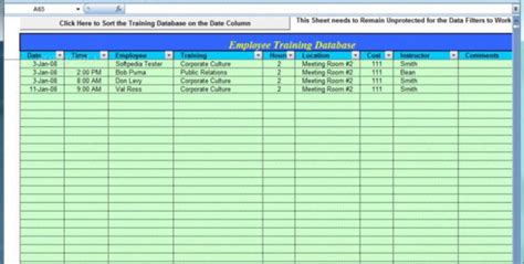 Employee Training Spreadsheet Spreadsheet Downloa Employee Training