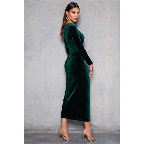 VELVET EMERALD GREEN DRESS