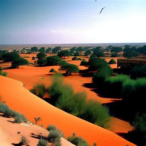 Premium AI Image Sand With Green Trees And Beautiful Sky