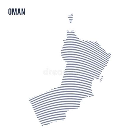 Vector Abstract Hatched Map Of Oman With Curve Lines Isolated On A