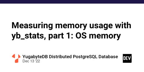 Measuring Memory Usage With Ybstats Part 1 Os Memory Dev Community