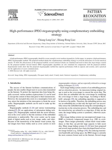 High Performance Jpeg Steganography Using Complementary Embedding