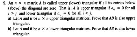 Solved 9 An N X N Matrix A Is Called Upper Lower