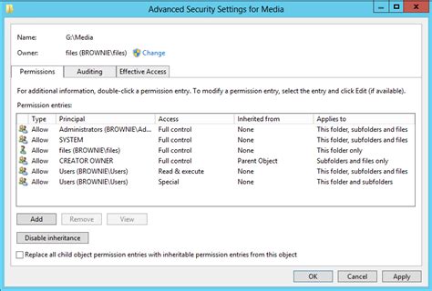 unable to write files or update permissions on folders in pool
