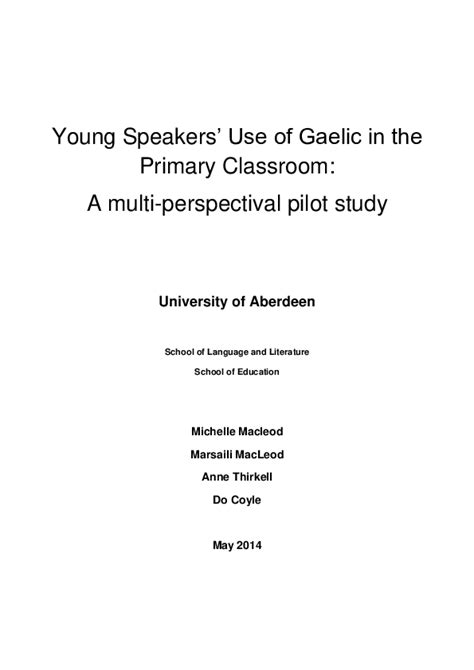 Pdf Young Speakers Use Of Gaelic In The Primary Classroom A Multi