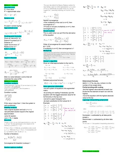 Csc349a Final Formula Sheet Pdf Algorithms Numerical Analysis