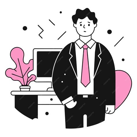 A Man In A Suit Stands In Front Of A Computer Business Illustration Premium Ai Generated Vector
