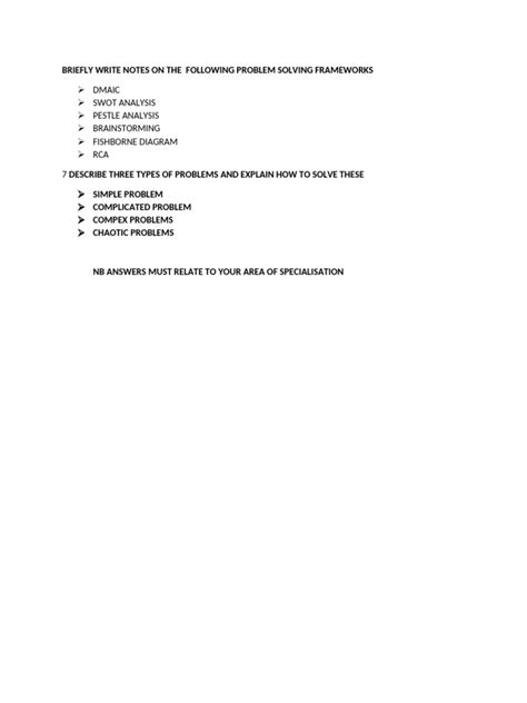 Problem Solving Frameworks Pdf