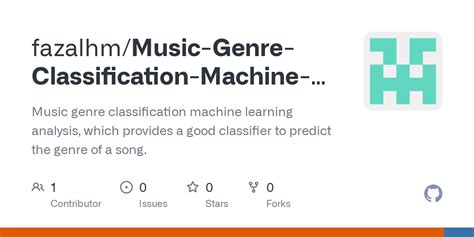 Github Fazalhmmusic Genre Classification Machine Learning Music