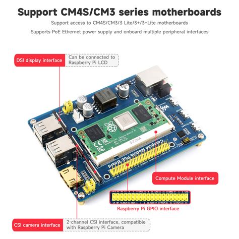 raspberry pi compute module expansion board cm4s cm3 3lite 3 poe power