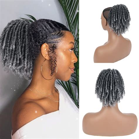 Scentw Grey Dreadlock Ponytail Extensions For Women Drawstring Clip